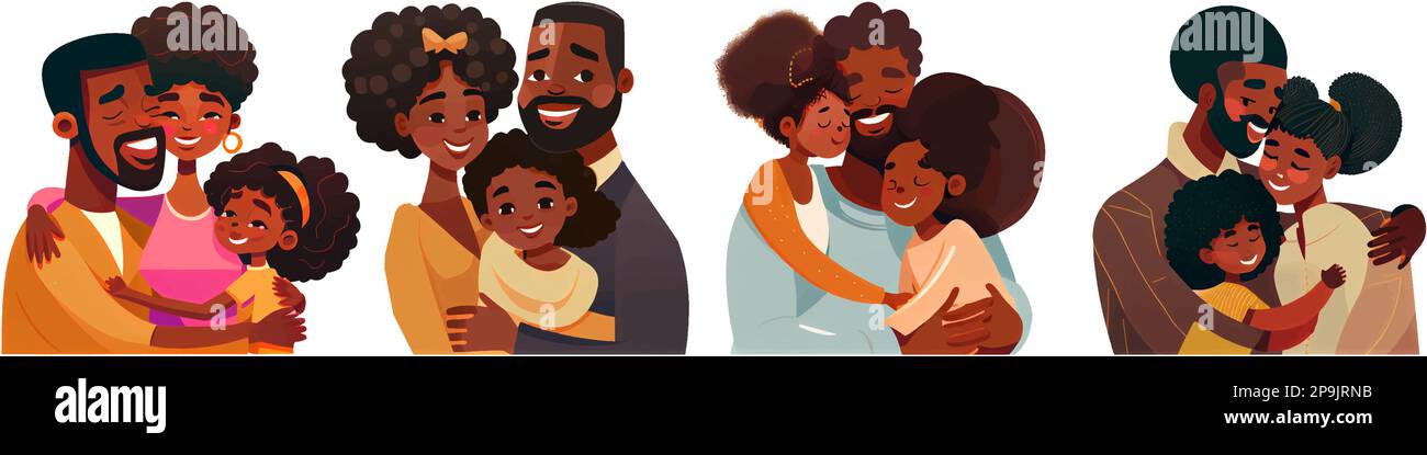 set vector illustration of two parents with their daughter Stock Vector ...