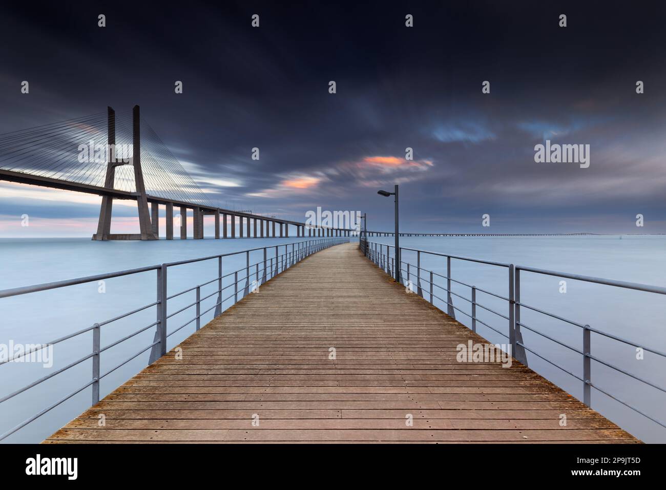 Portugal. Lisbon. Nations Park. The pontoon of the Vasco da Gama bridge ...