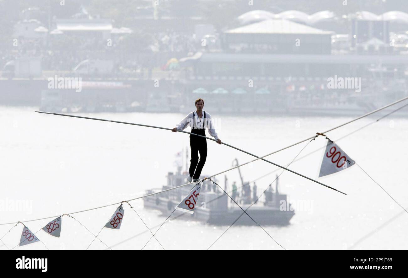 Jade Kindar-Martin of the United States walks a high wire during the ...