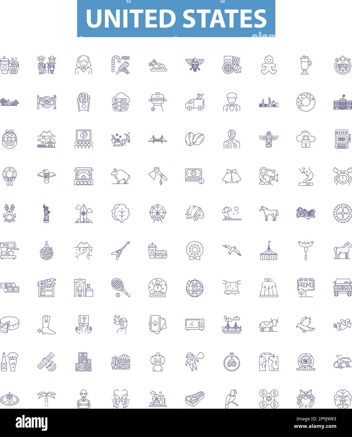 United states line icons, signs set. America, US, States, United, Union ...