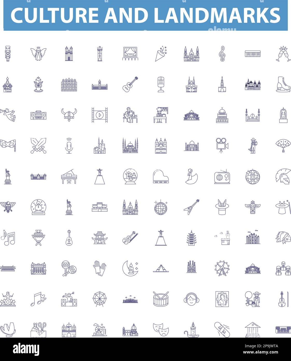 Culture and landmarks line icons, signs set. tradition, heritage ...