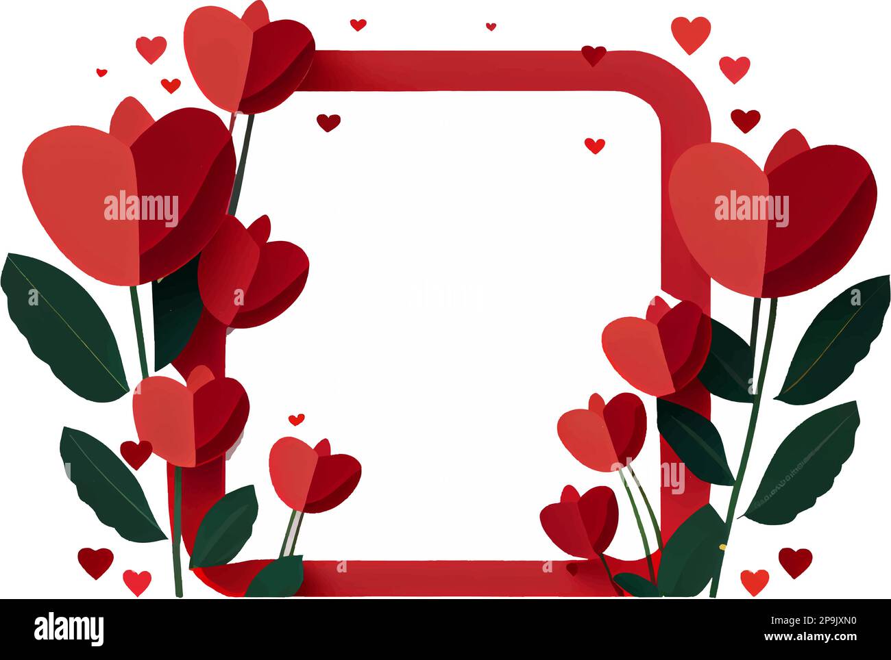 vector illustration of frame background with heart spring concept Stock ...