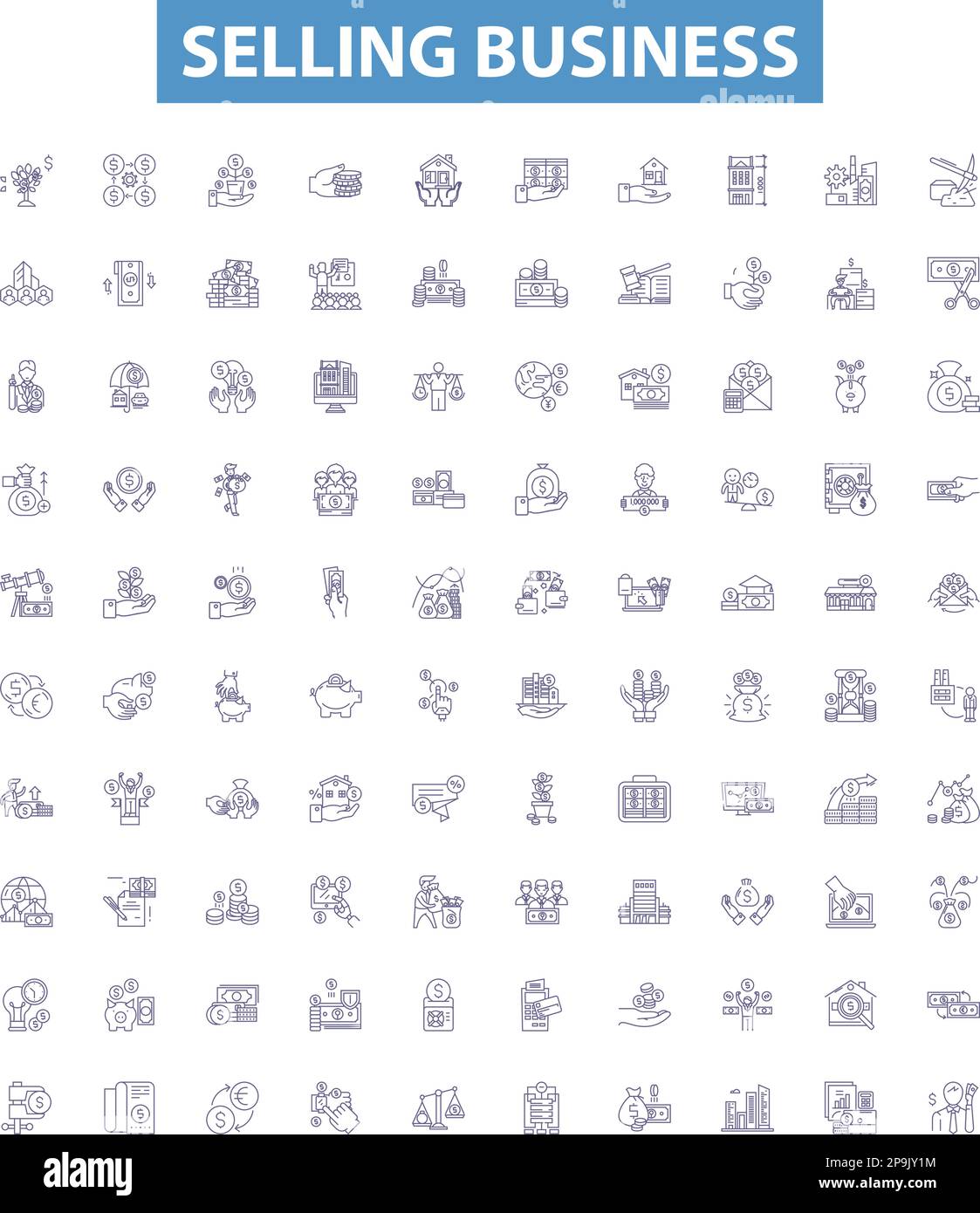 Selling business line icons, signs set. Vending, Merchandising, Trading ...