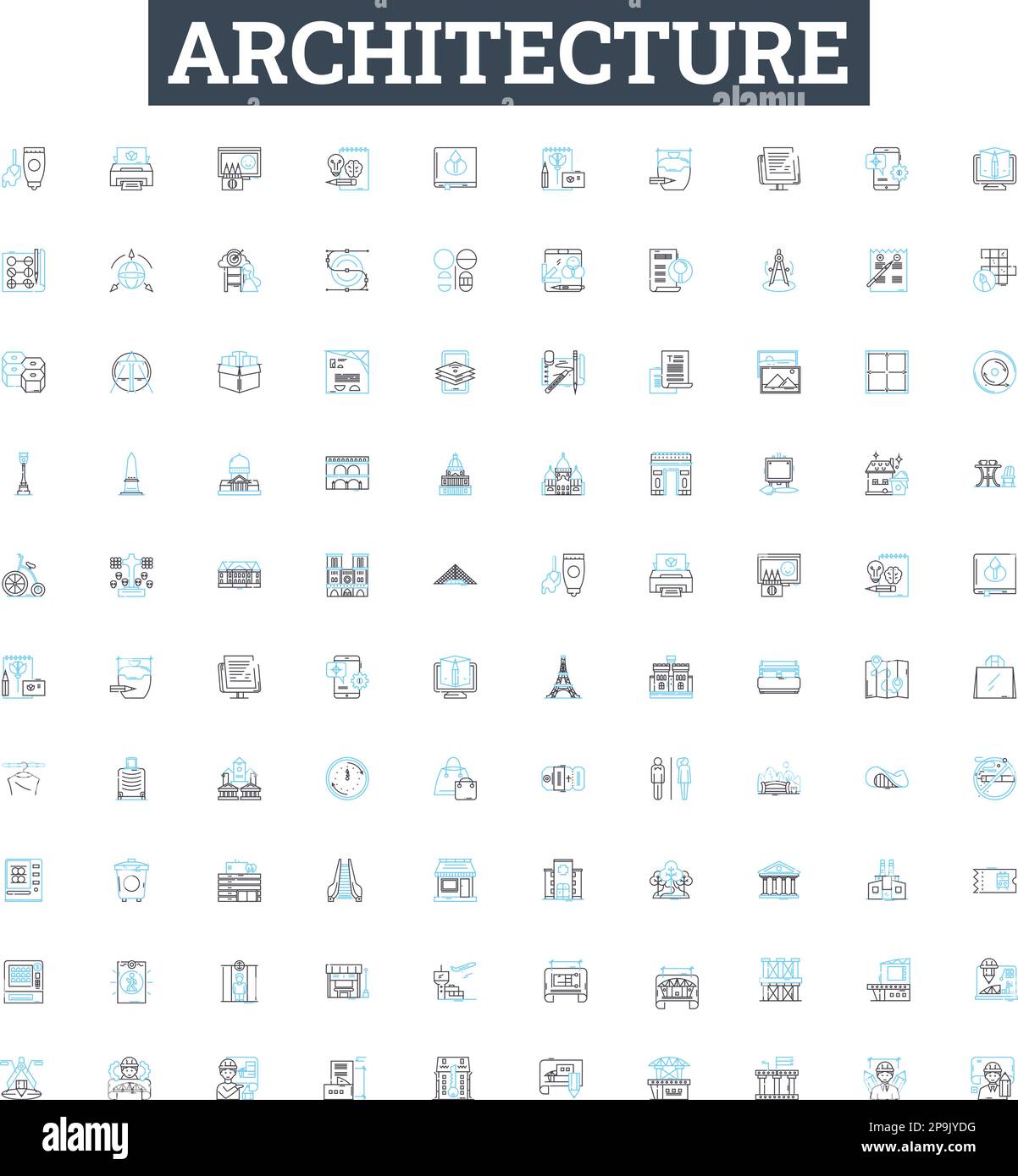 Architecture Vector Line Icons Set Structure Design Facade Building Planning Form Space