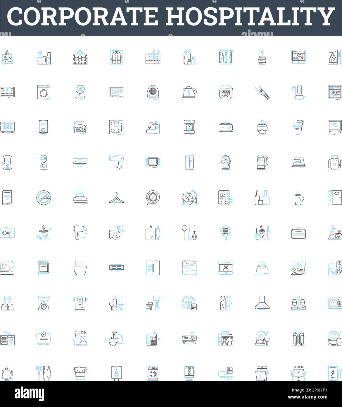 Corporate hospitality vector line icons set. Events, receptions ...