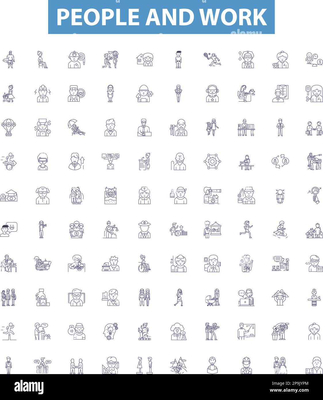 People and work line icons, signs set. Workers, Human, Employment ...