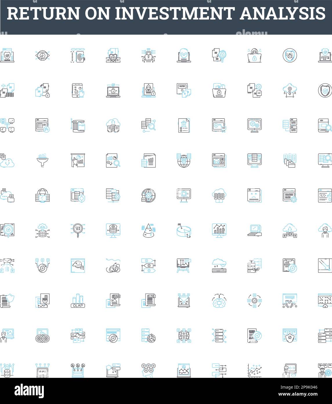 Return on investment analysis vector line icons set. ROI, Analysis ... Return on investment analysis vector line icons set. ROI, Analysis ...