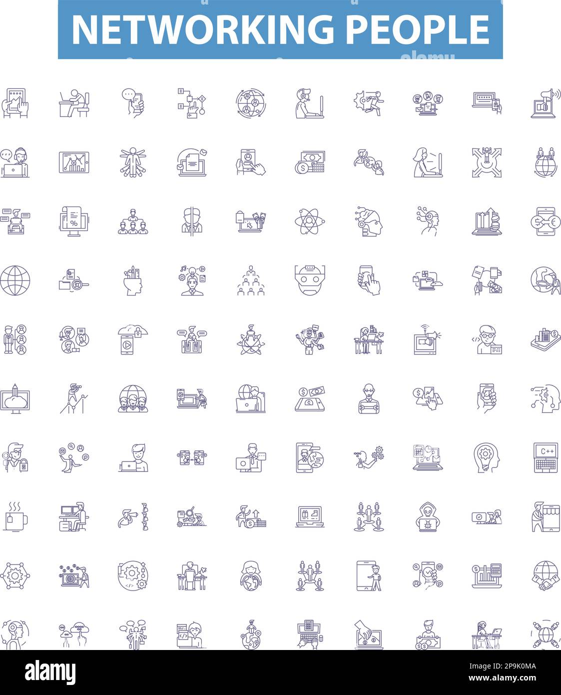 Networking People Line Icons Signs Set Networking People