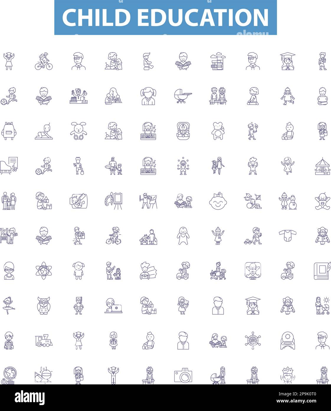 Child education line icons, signs set. Child, education, kindergarten ...
