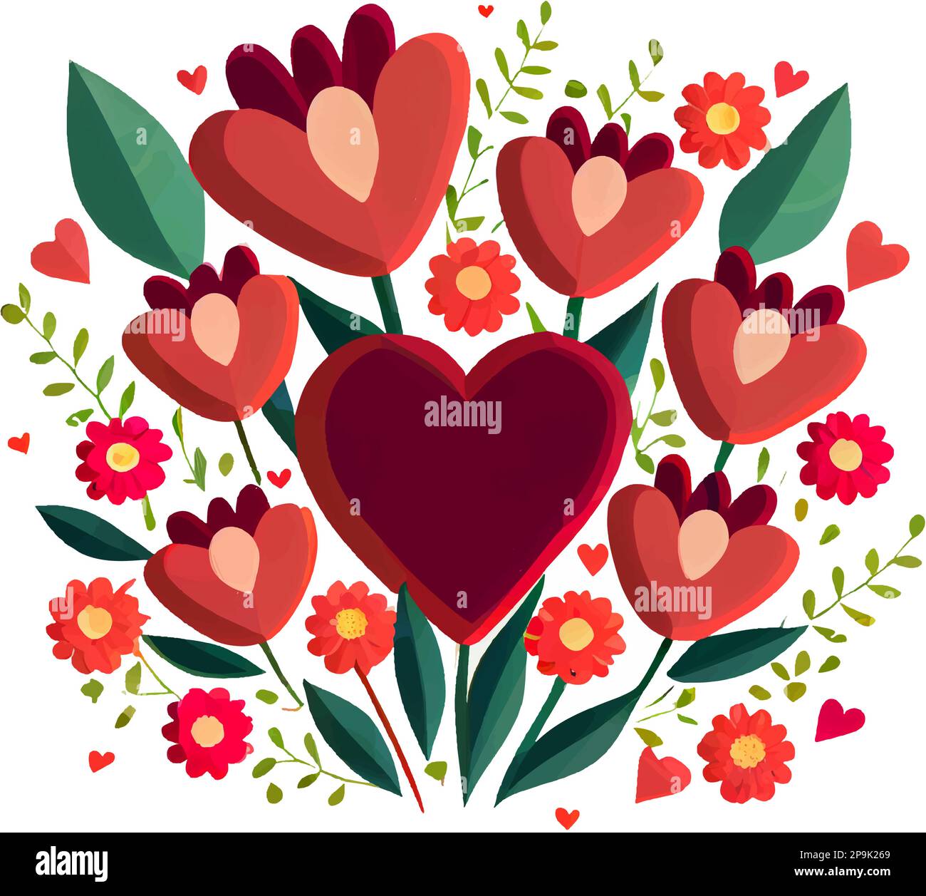 vector illustration of frame background with heart spring concept Stock ...