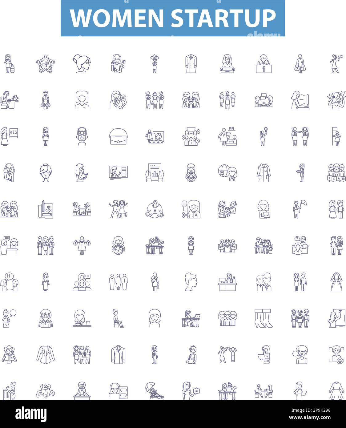 Women startup line icons, signs set. Female, Entrepreneur, Venture ...