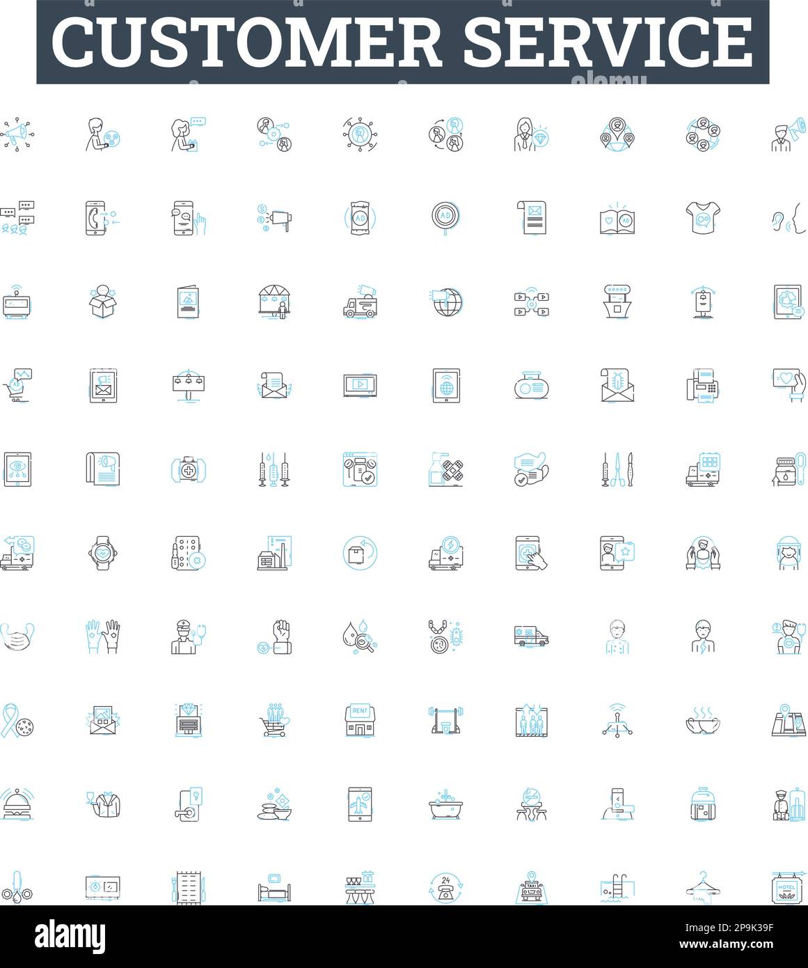Customer service vector line icons set. Support, Assistance, Help, Care ...