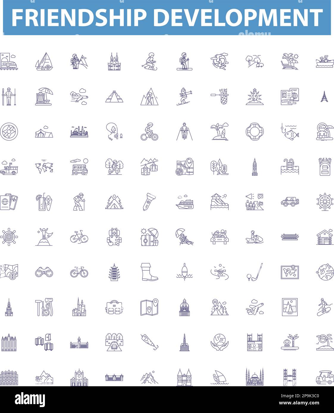 Friendship development line icons, signs set. Bonding, Friendship ...