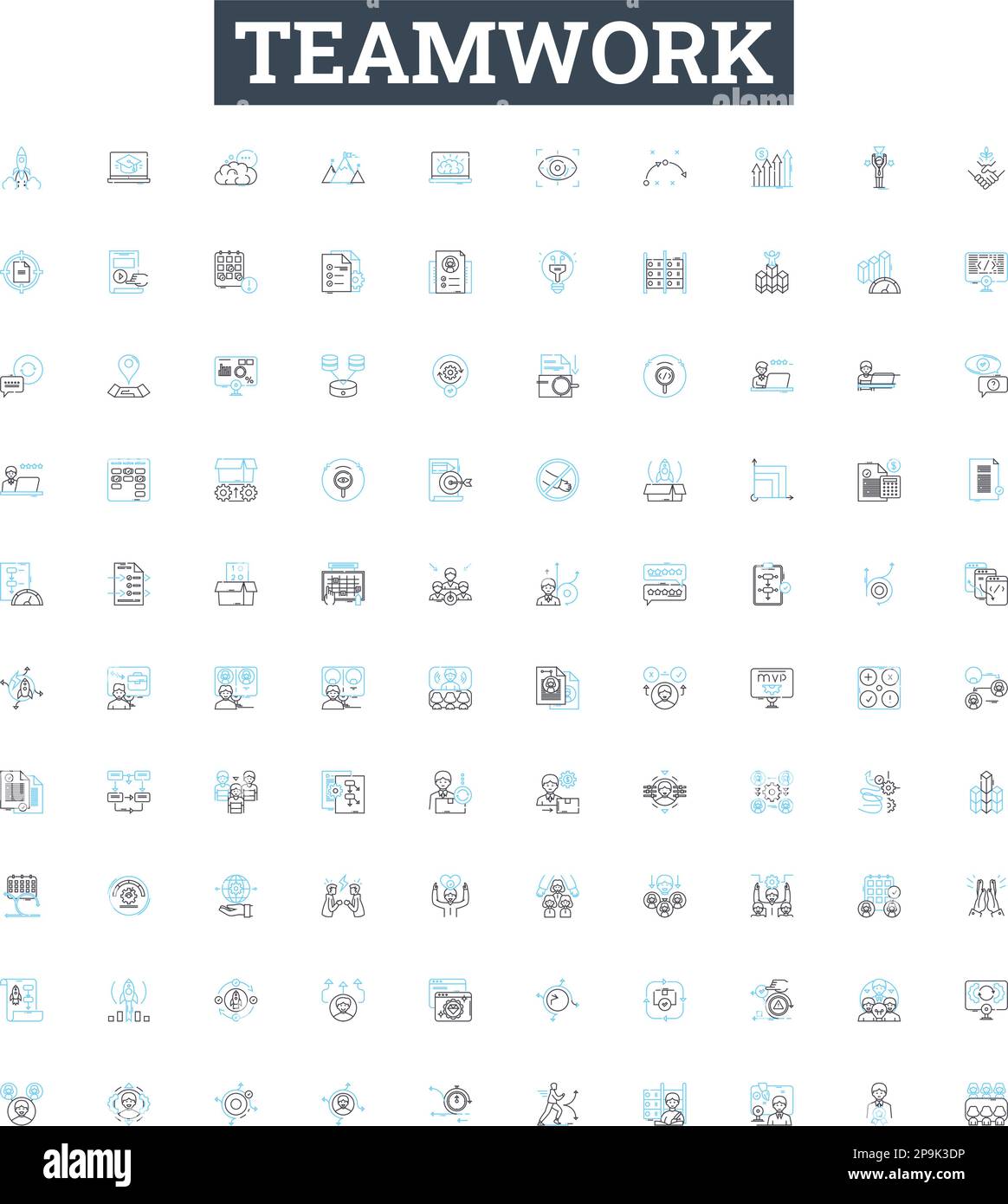 Teamwork vector line icons set. Collaboration, Synergy, Togetherness ...