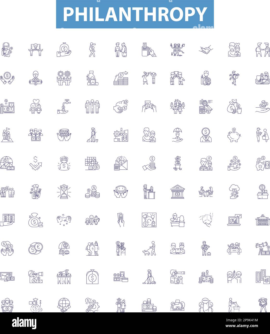 Philanthropy line icons, signs set. Charitable, Generous, Altruistic ...