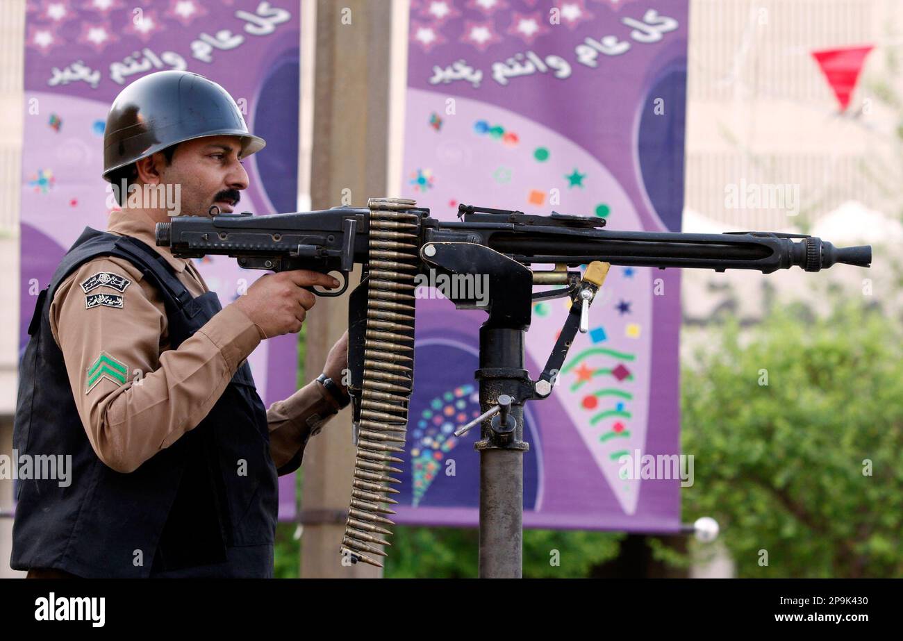 A Saudi special forces stands guard outside the Imam Turki bin Abdullah ...