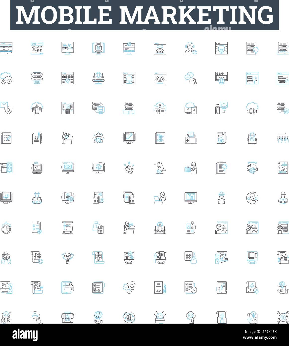 Mobile marketing vector line icons set. Mobile, Marketing, Advertising ...