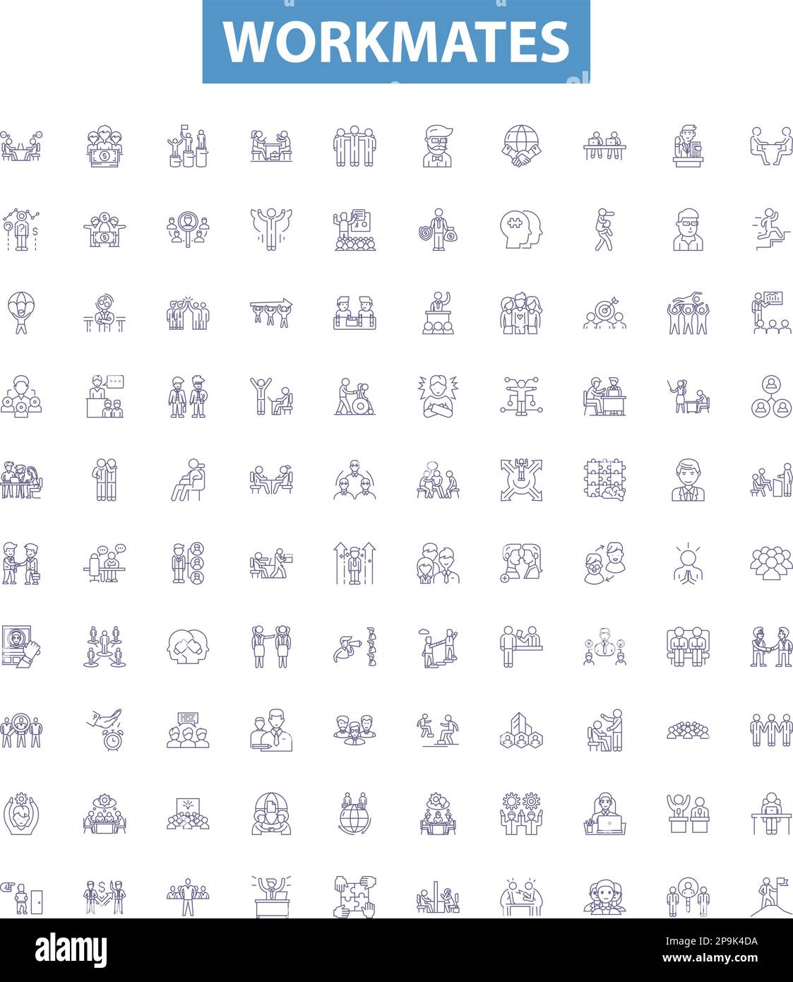 Workmates line icons, signs set. Colleagues, Co workers, Teammates ...