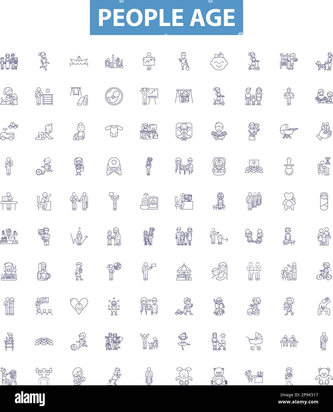 People age line icons, signs set. Aging, Maturation, Maturity ...