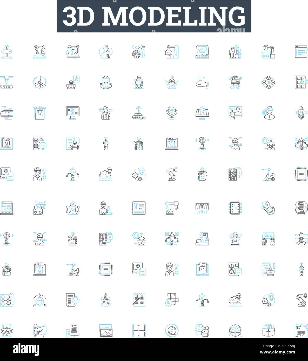 3d Modeling Vector Line Icons Set 3d Modelling Modeling Designs Rendering Animation
