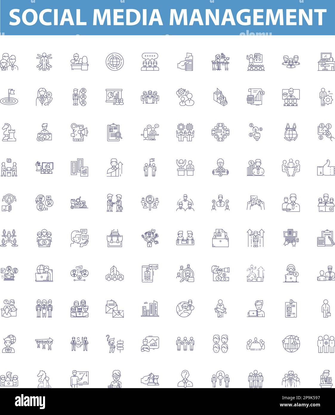 Social media management line icons, signs set. Social, Media ...