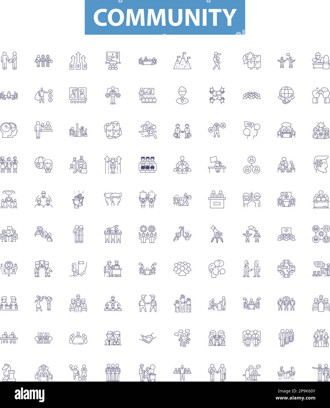 Community line icons, signs set. Society, Fellowship, Network, Clan ...