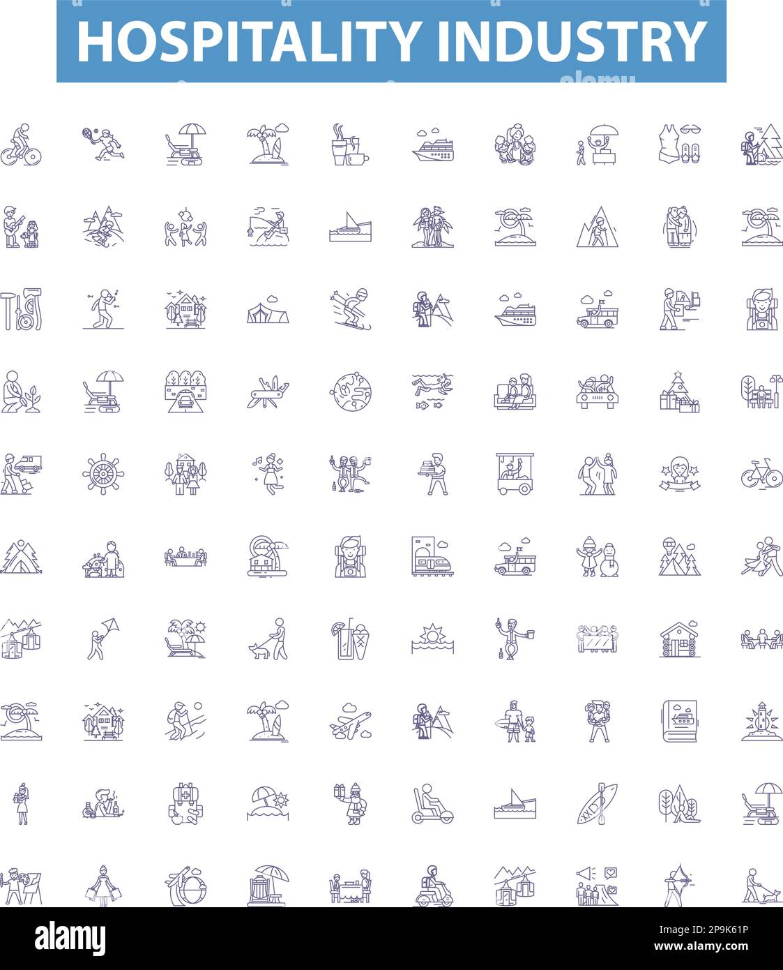 Hospitality industry line icons, signs set. Hospitality, Industry ...