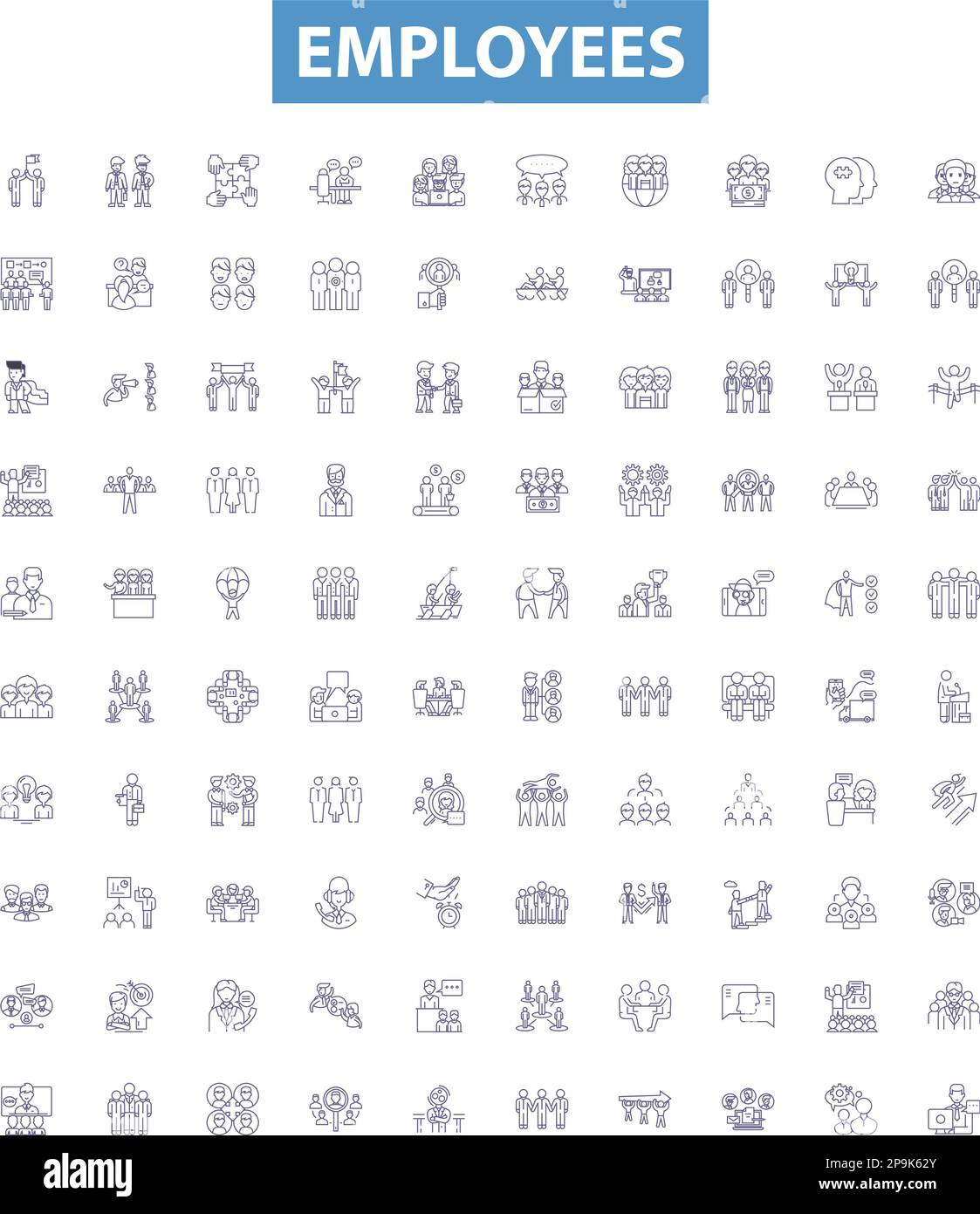 Employees line icons, signs set. Workers, Employees, Staff, Personnel ...