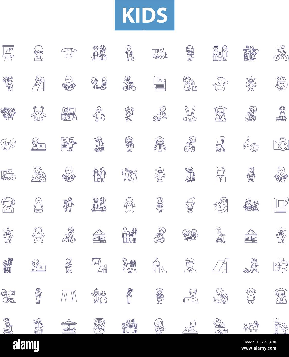 Kids line icons, signs set. Children, Toddlers, Babies, Youth ...