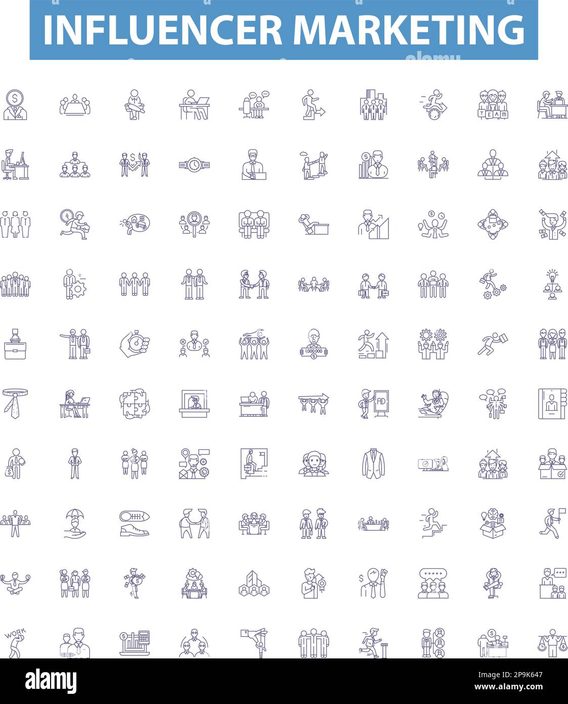 Influencer marketing line icons, signs set. Influencers, Marketing ...