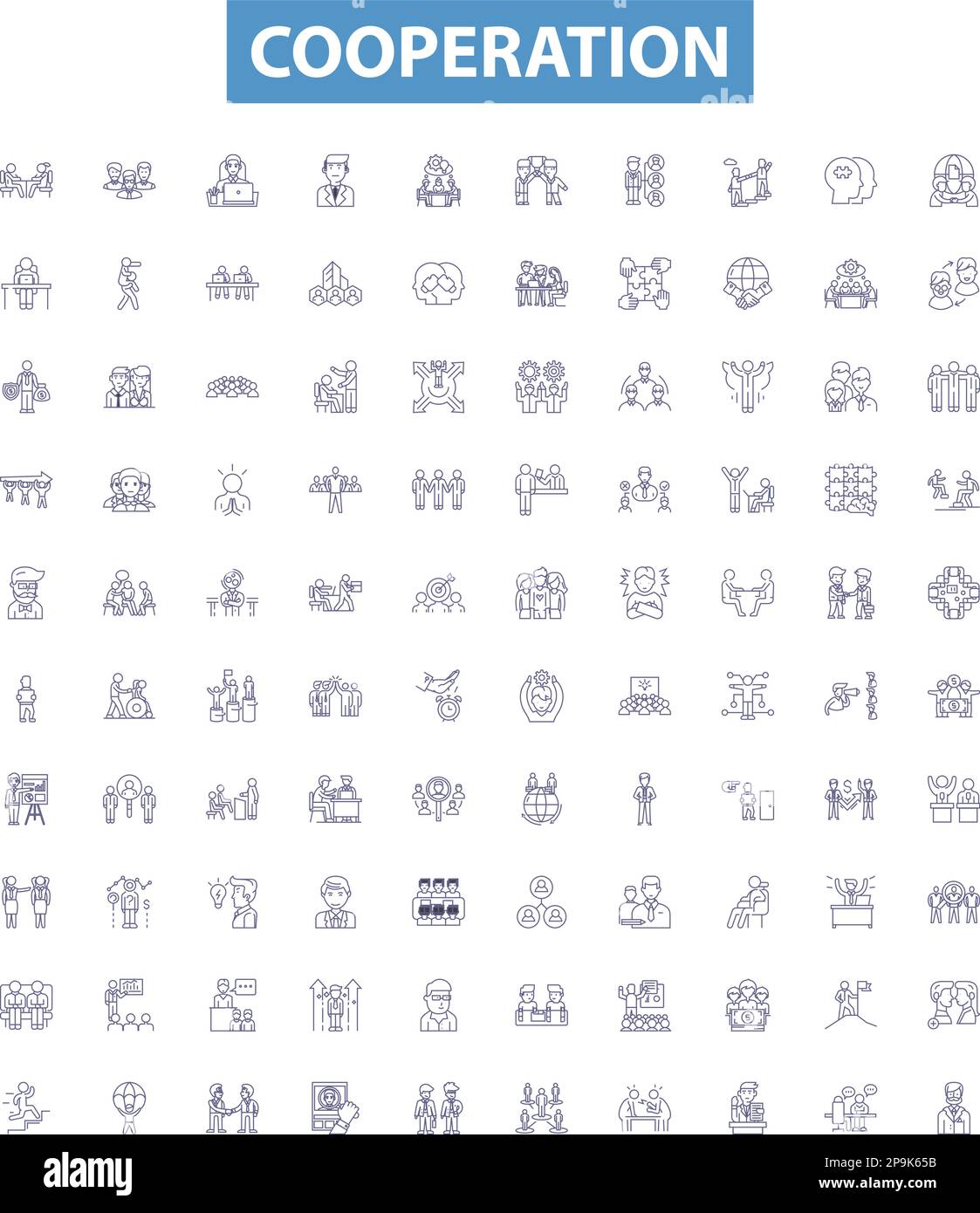 Cooperation line icons, signs set. Collaboration, Accord, Alliance ...