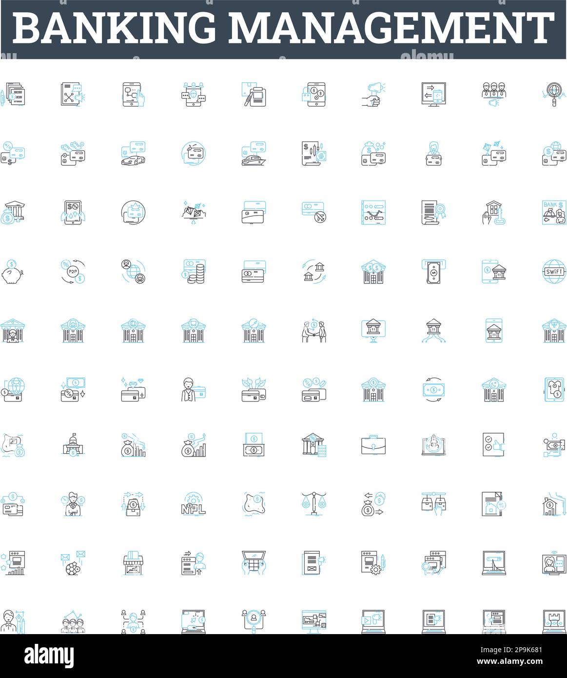 Banking management vector line icons set. Banking, Management ...