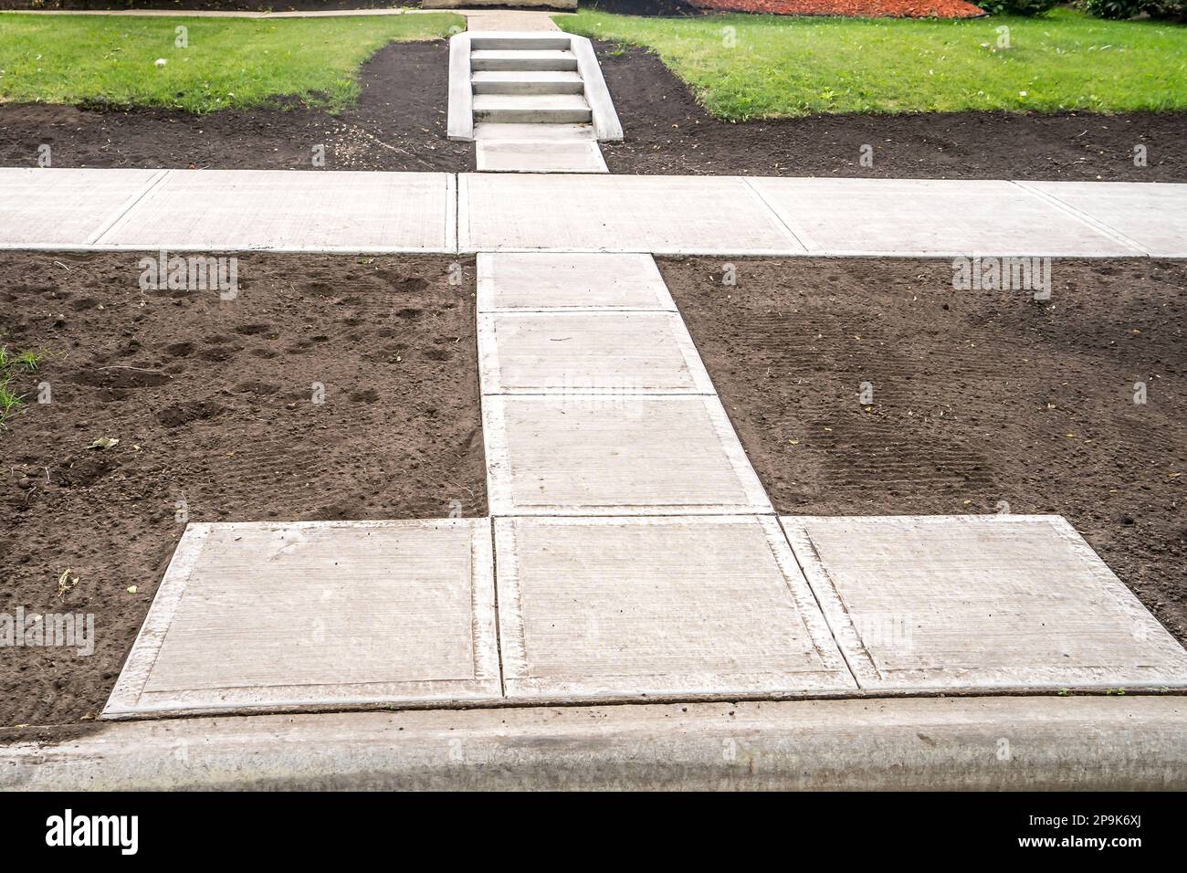 City public work of neighborhood road and sidewalk renovation with new ...