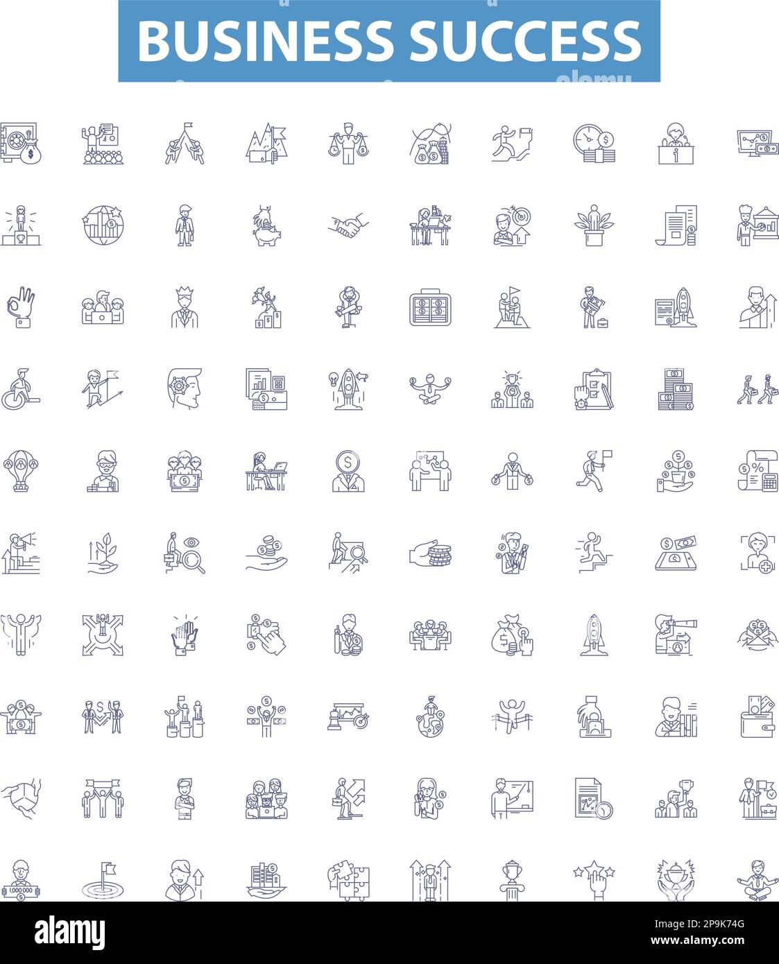 Business success line icons, signs set. Profitability, Productivity ...