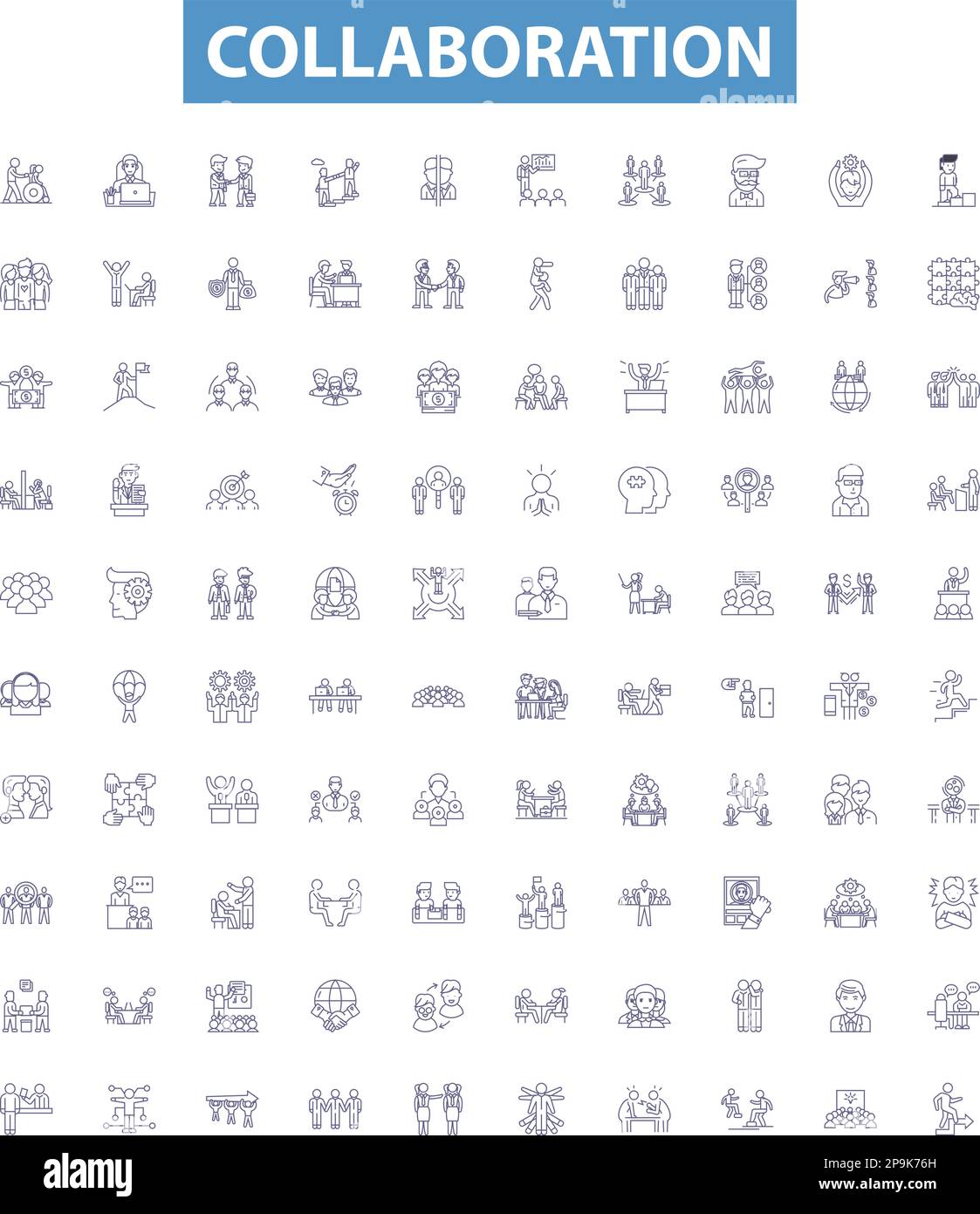 Collaboration Line Icons Signs Set Cooperation Partnership Teamwork Alliance