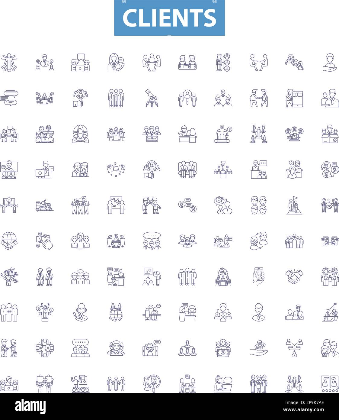 Clients line icons, signs set. Customers, Patrons, Consumers, Clients ...