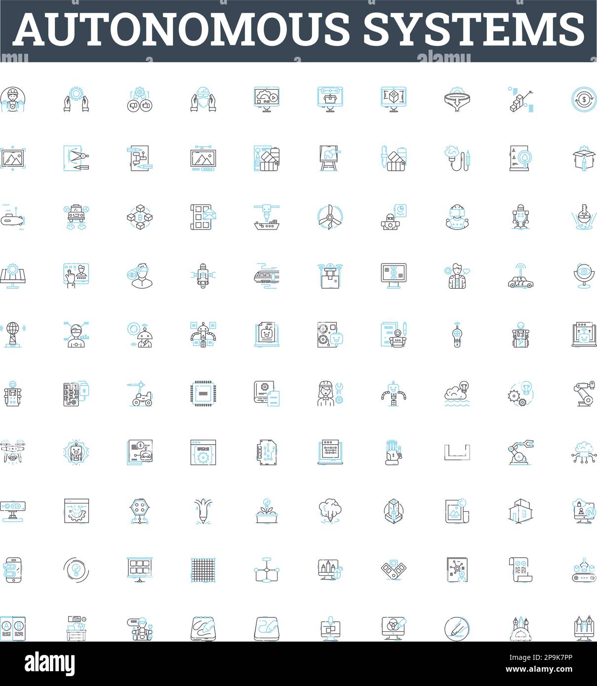 Autonomous Systems Vector Line Icons Set Autonomous Systems Robotics Ai Unmanned Learning