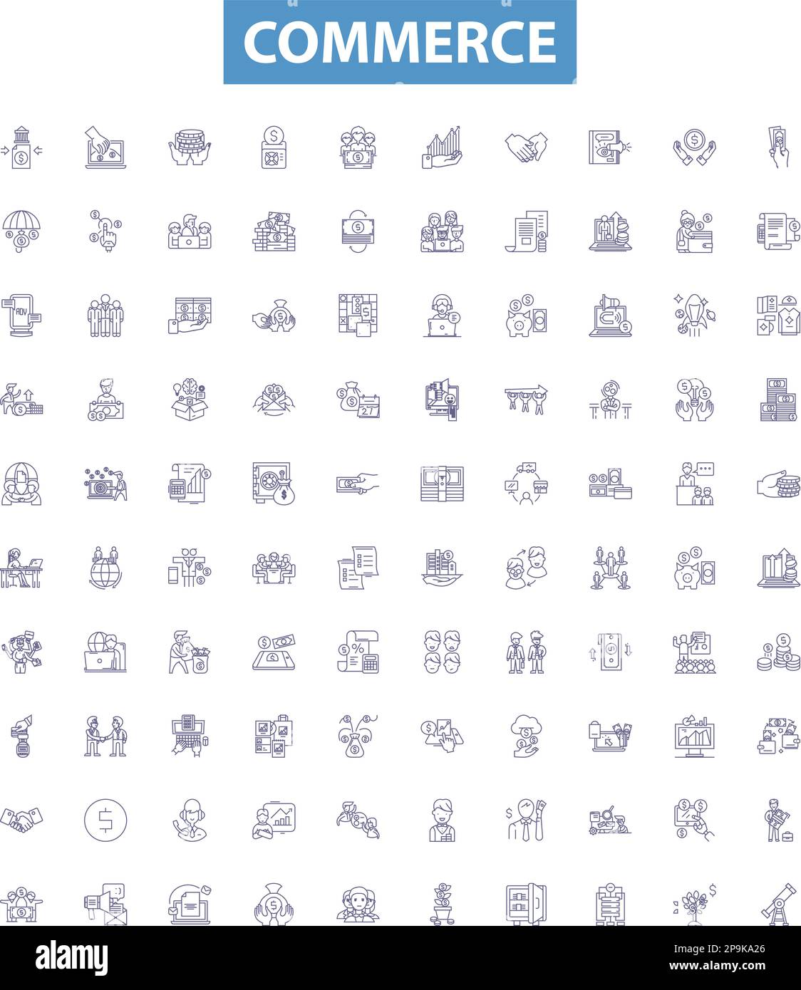 Commerce line icons, signs set. Trading, Exporting, Importing ...