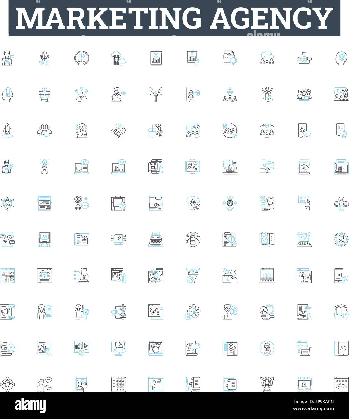 Marketing agency vector line icons set. Agency, Marketing, Advertising ...