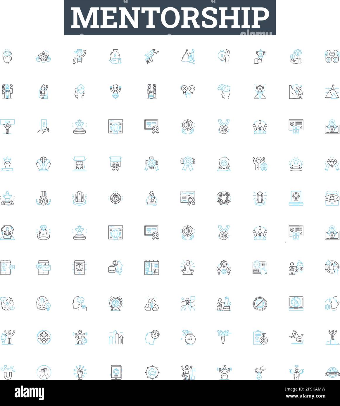 Mentorship vector line icons set. Mentor, Mentee, Guidance, Support, Advice, Coaching, Role ...