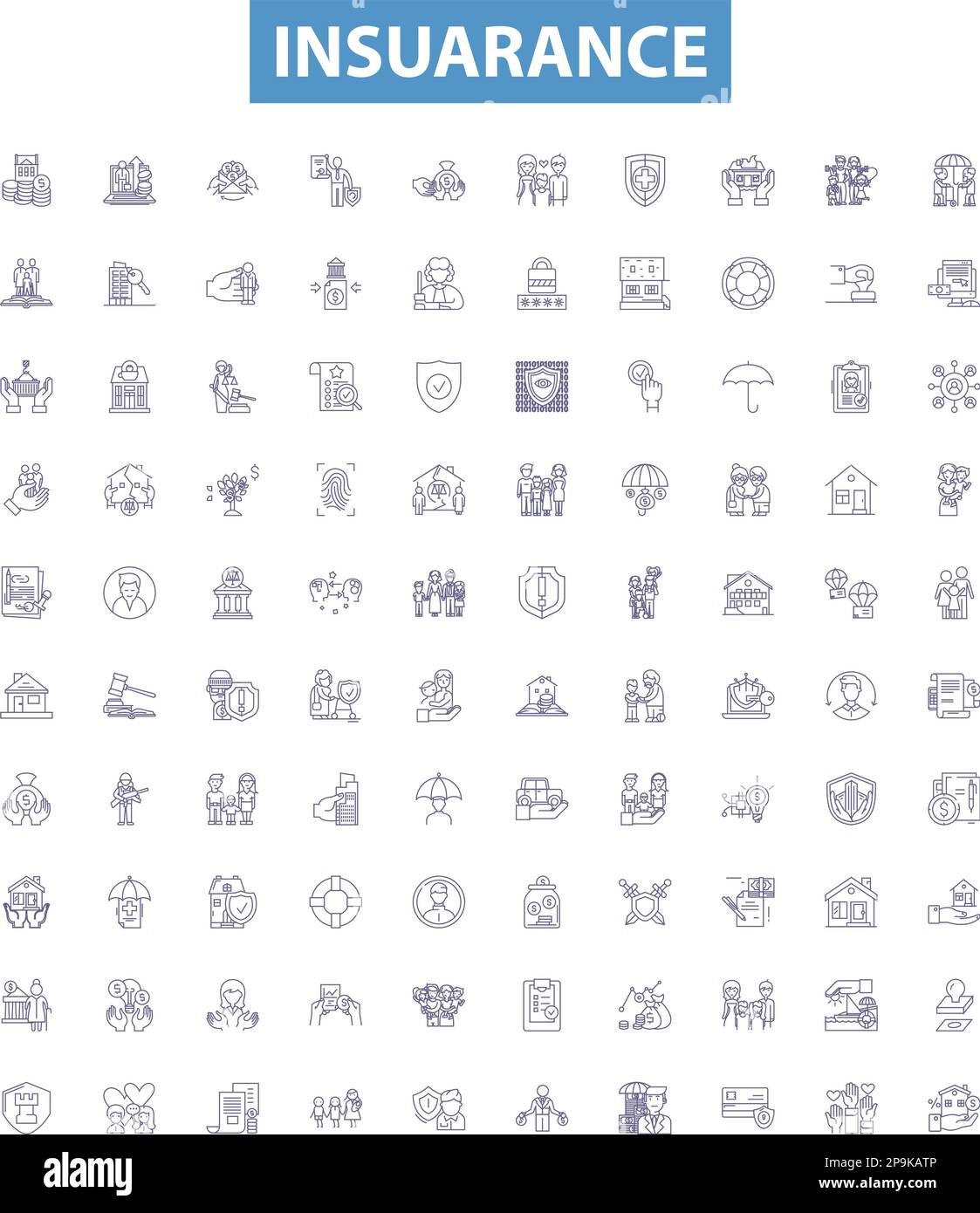 Insuarance line icons, signs set. Insurance, Coverage, Policies, Risk ...