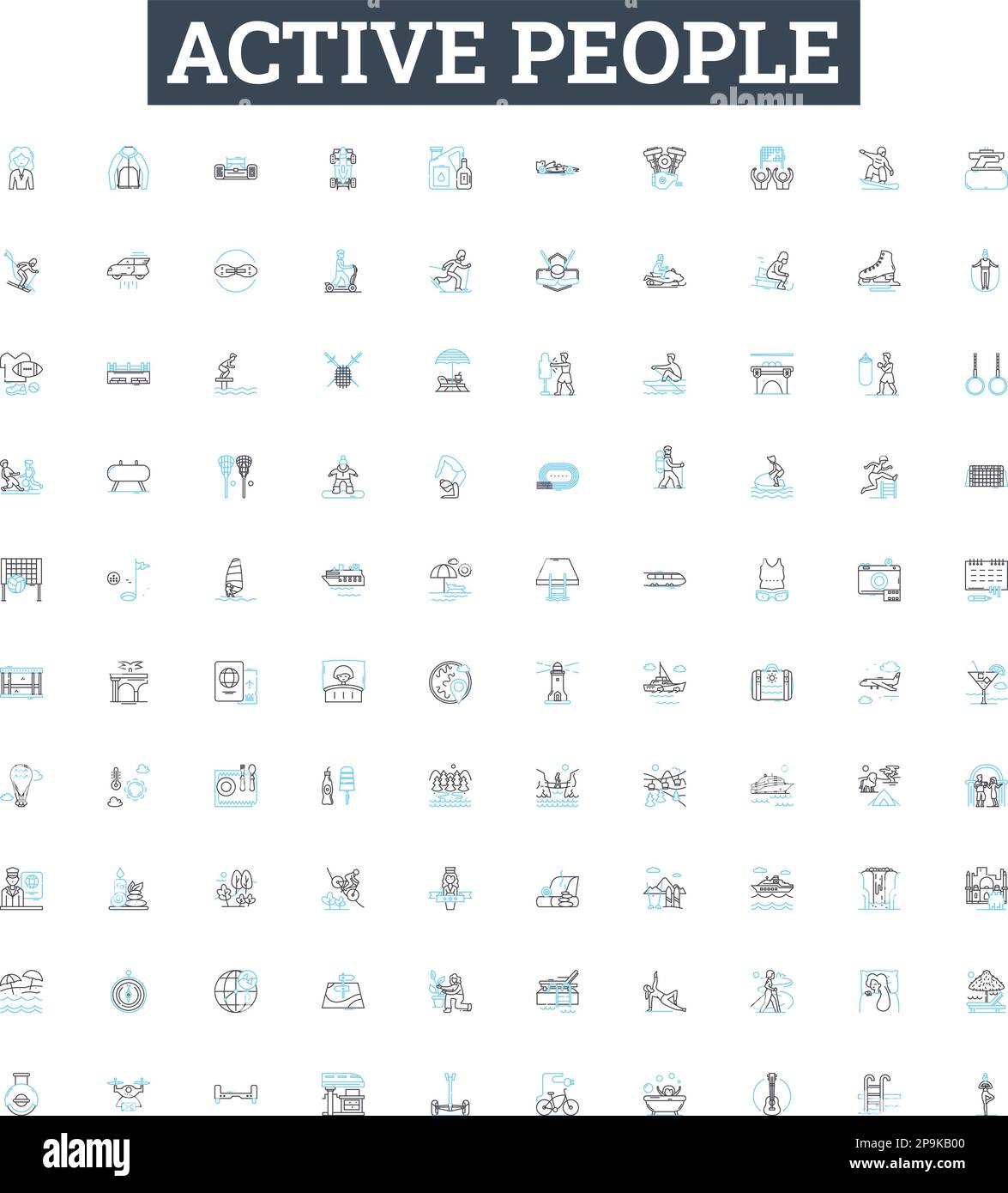 Active people vector line icons set. Active, People, Athletic ...