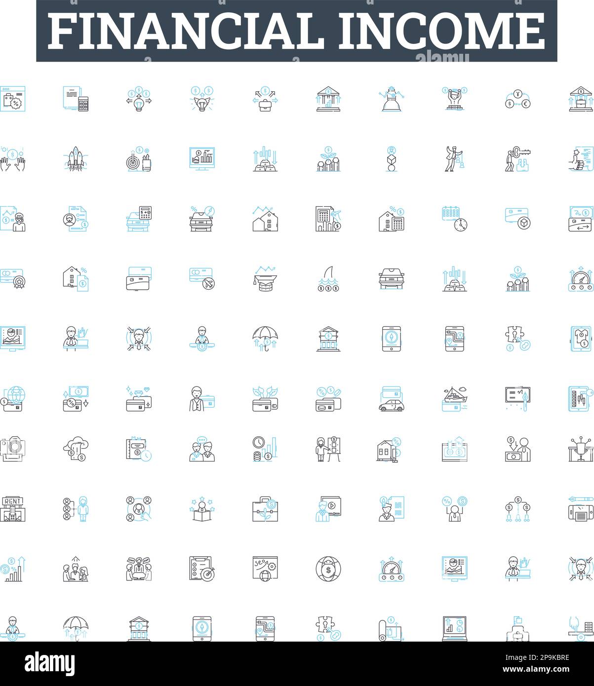 Financial income vector line icons set. Income, Finance, Profit ...