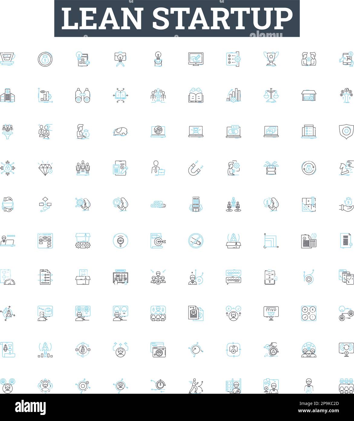 Lean startup vector line icons set. Lean, Startup, Iterate, MVP, Agile ... Lean startup vector line icons set. Lean, Startup, Iterate, MVP, Agile ...