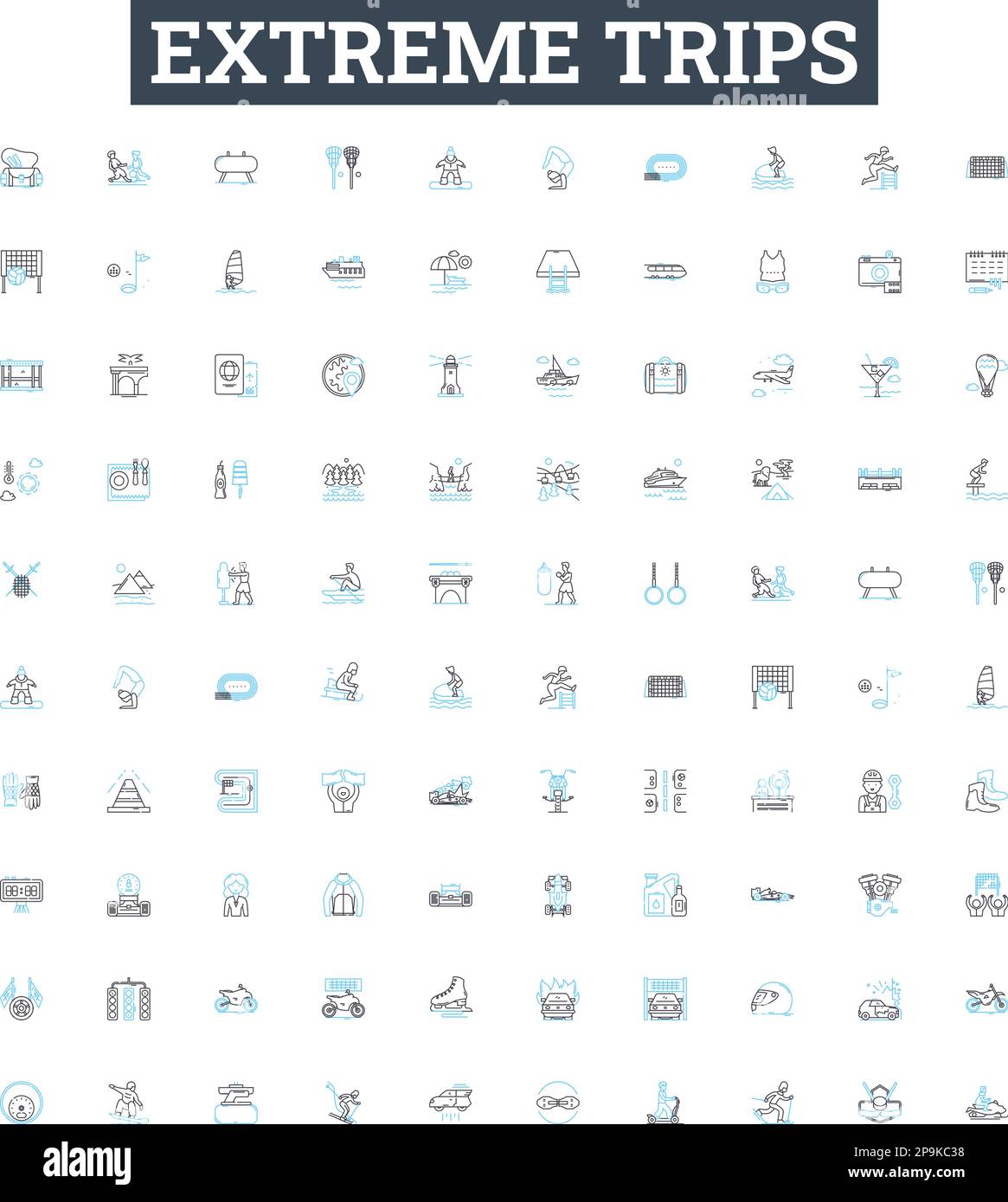 Extreme trips vector line icons set. Adventures, Thrills, Extremities ...