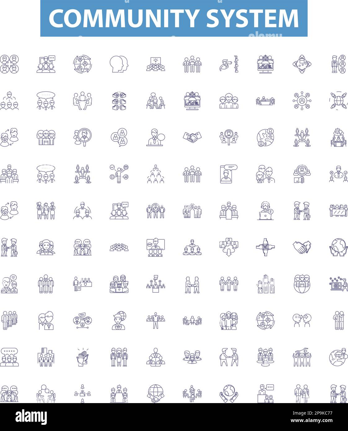 Community system line icons, signs set. Social, Network, Relationships ...