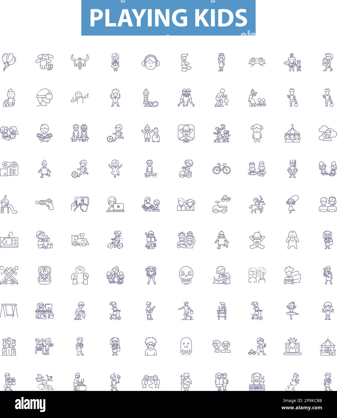 Playing kids line icons, signs set. Children, Kids, Playing, Games, Fun ...