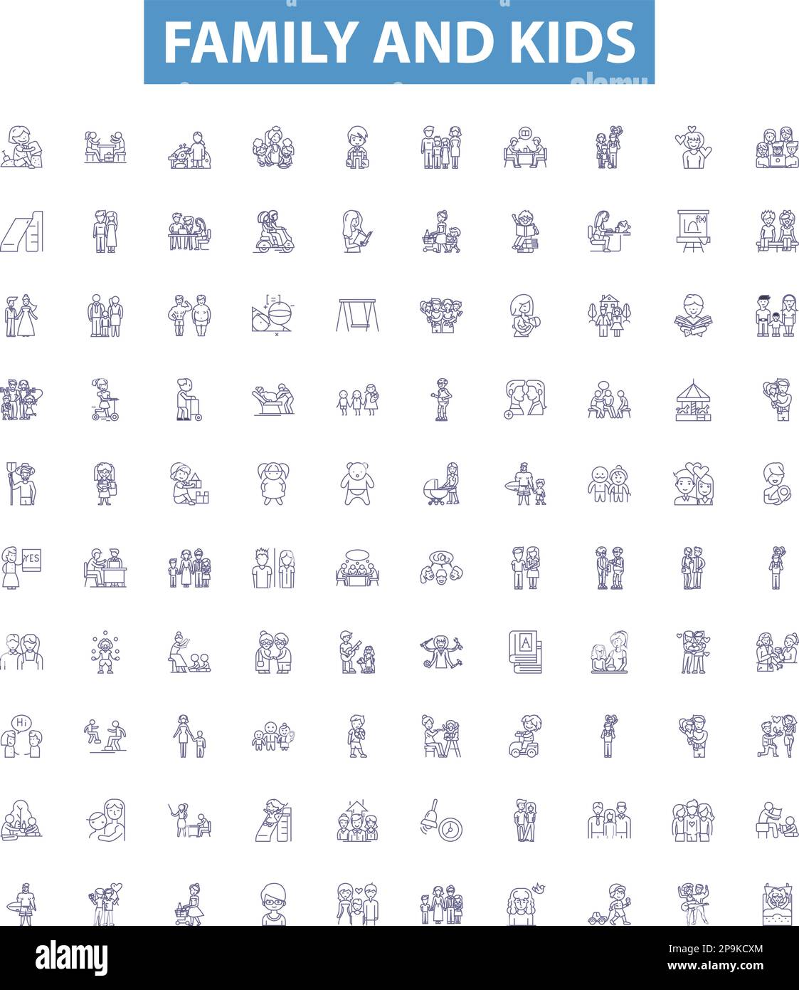 Family and kids line icons, signs set. Family, Kids, Parenting, Sibling, Bonding, Love, Support ...