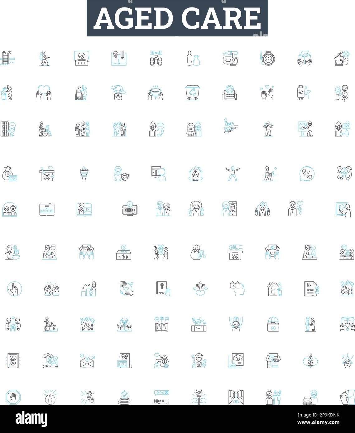 Aged care vector line icons set. Aging, Care, Elderly, Assisted ...