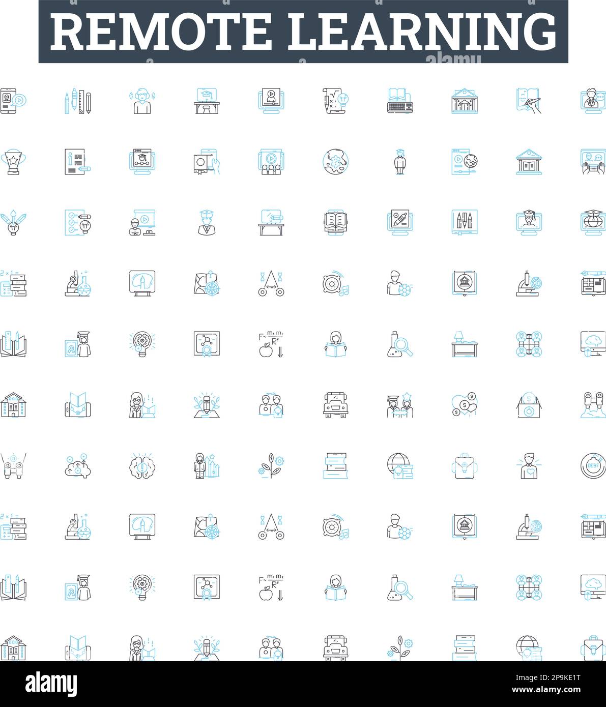 Remote learning vector line icons set. Remote, Learning, Online ... Remote learning vector line icons set. Remote, Learning, Online ...